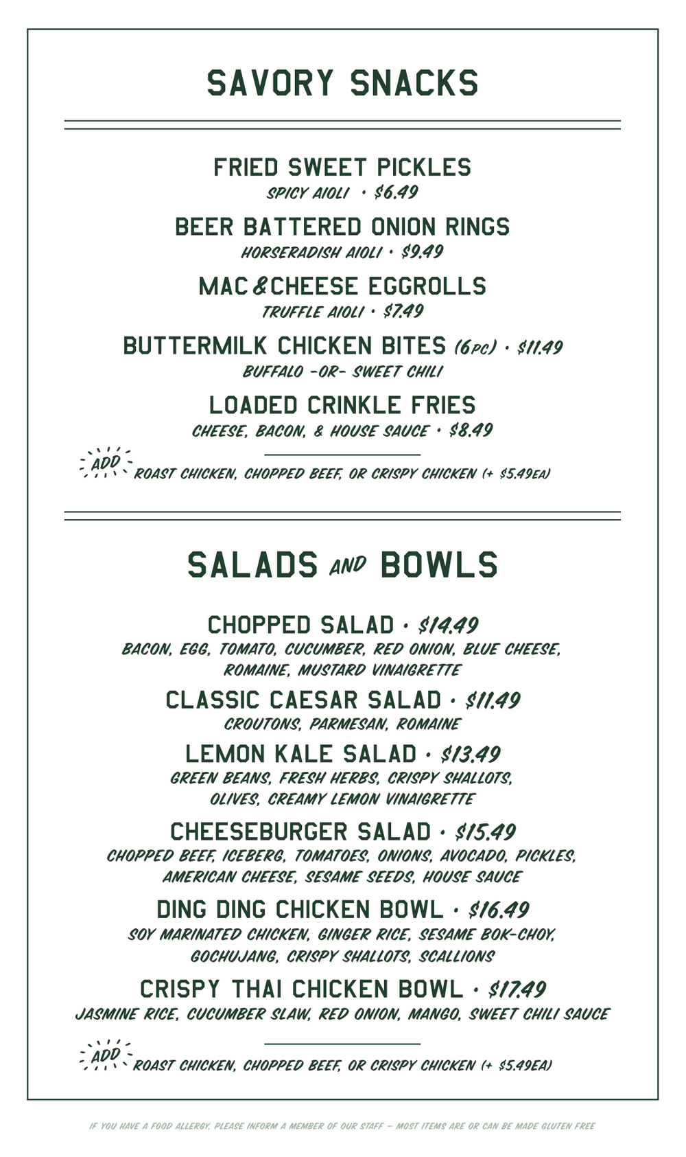 Menu – Lulu's Kitchenette