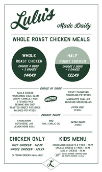Menu – Lulu's Kitchenette