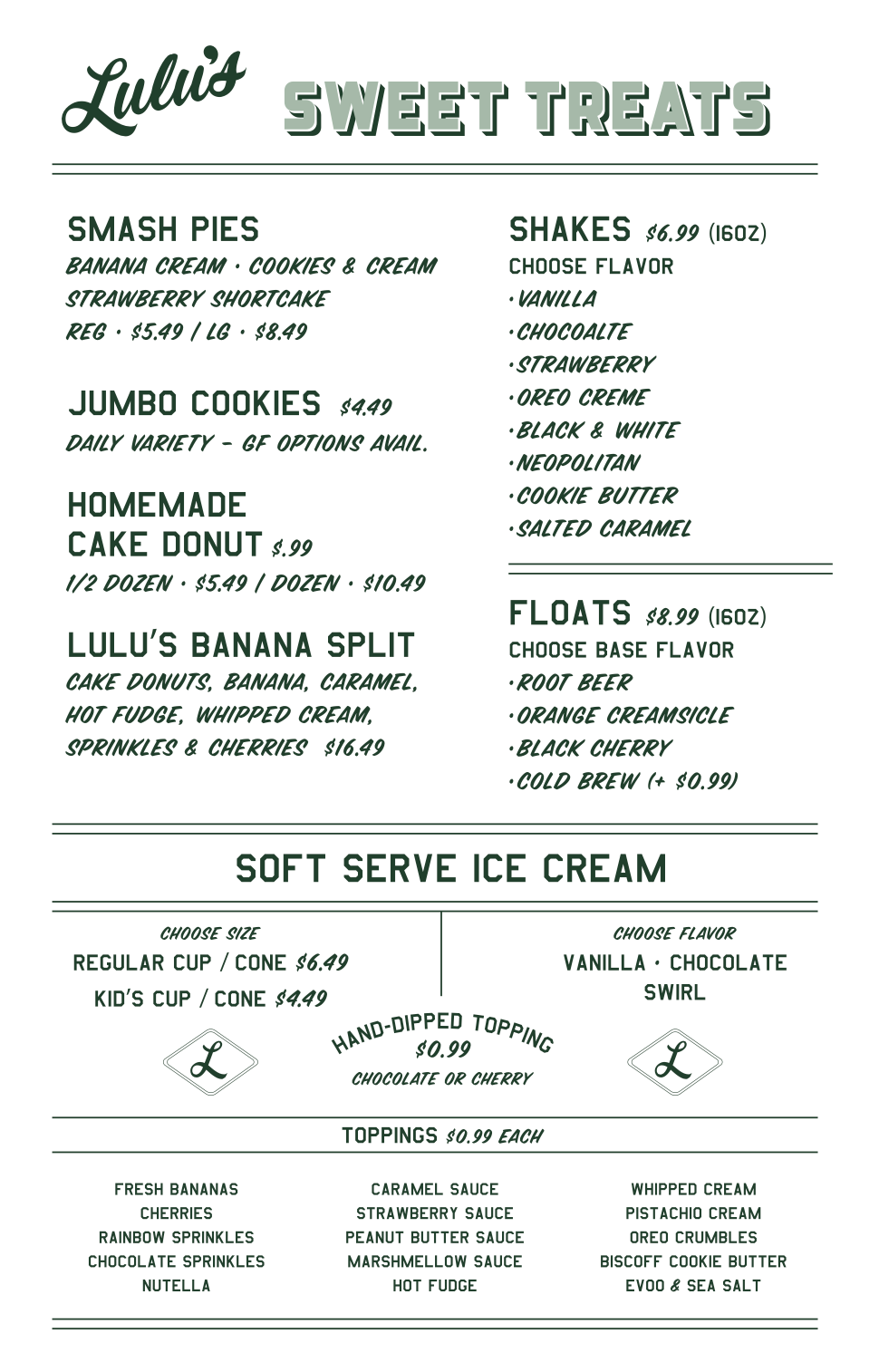 Menu – Lulu's Kitchenette
